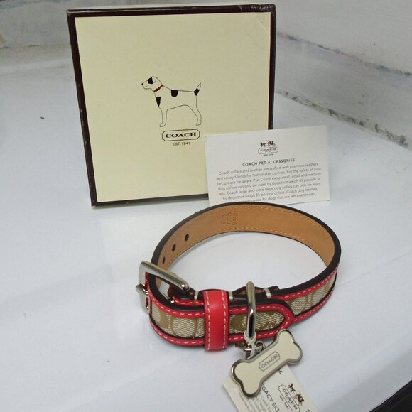 Coach | Dog | New Coach Signature Legacy Coral Leather Brown Jacquard ...